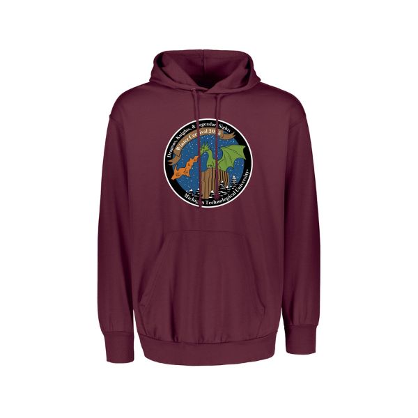 #19Ee Maroon Hood With Winter Carnival 2025 Logo Print | Michigan Tech ...